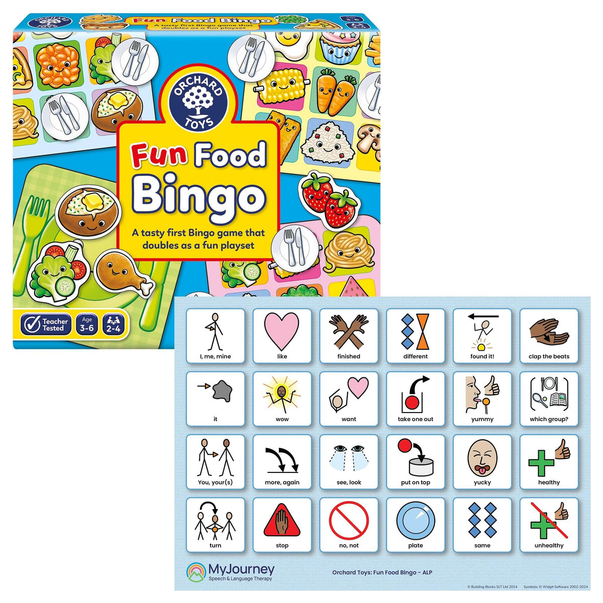 Fun Food Bingo Game with Speech & Language Board